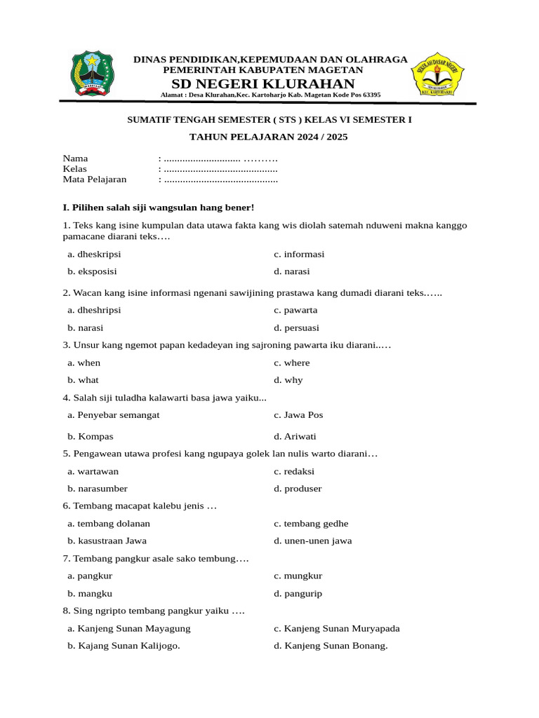 Teks Informasi dan Pawarta Kelas VI | PDF