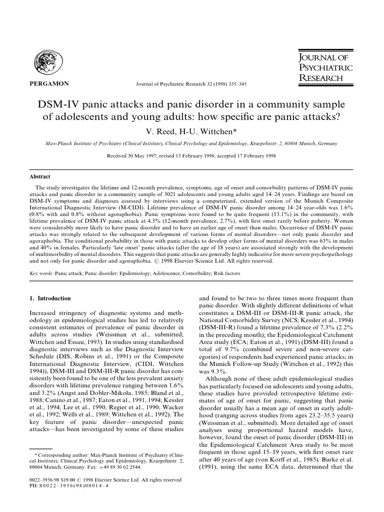 P - DSM5 panic attacks and panic disorders in a community sample of adolescents and young adults ...