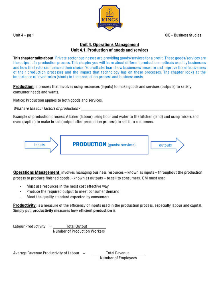 Unit 4 - Operations Management Notes | PDF | Inventory | Lean Manufacturing