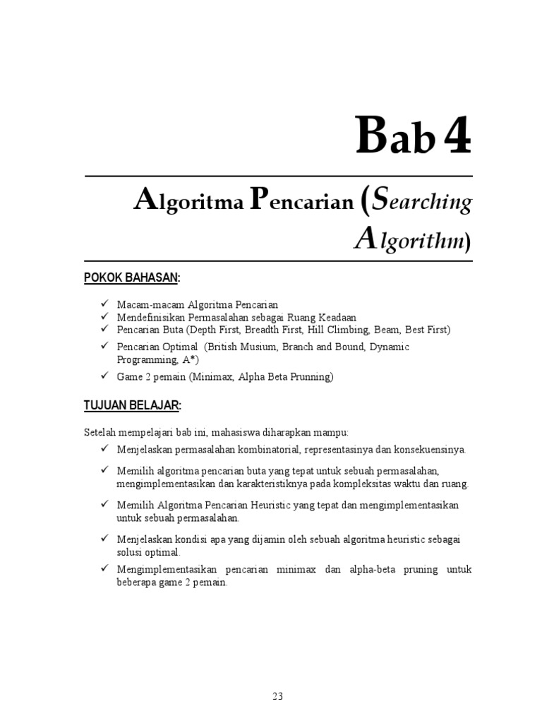 Bab 4 Algoritma Pencarian | PDF | Metode & Bahan Ajar