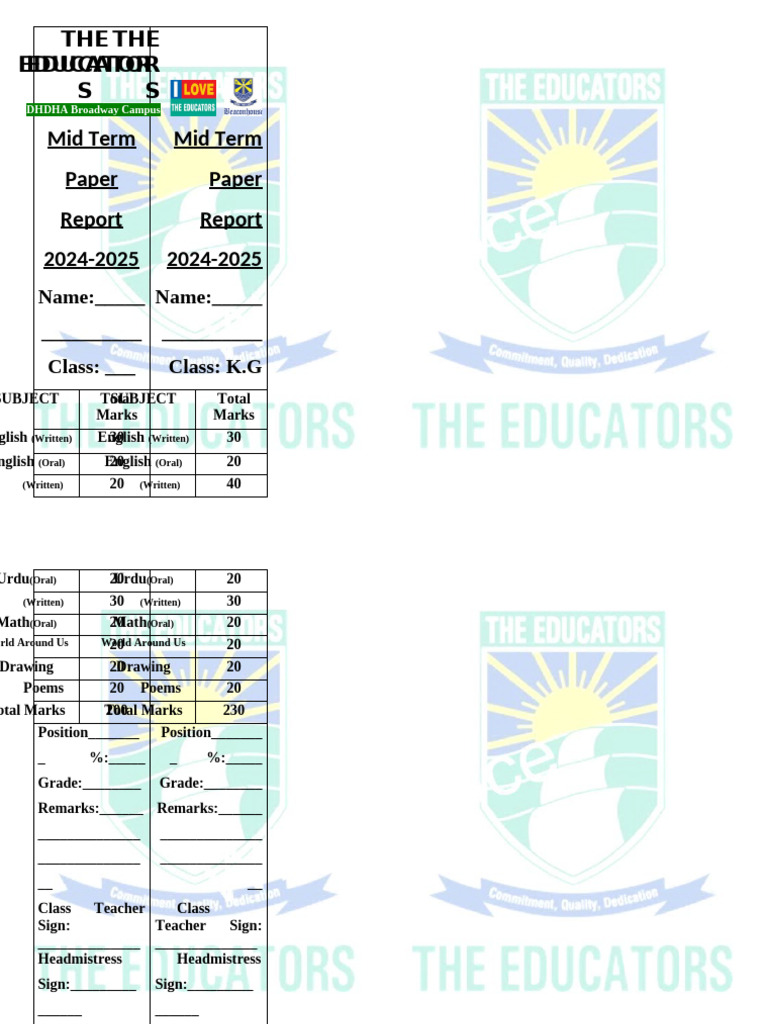 Assessment Report Card 2024 | PDF