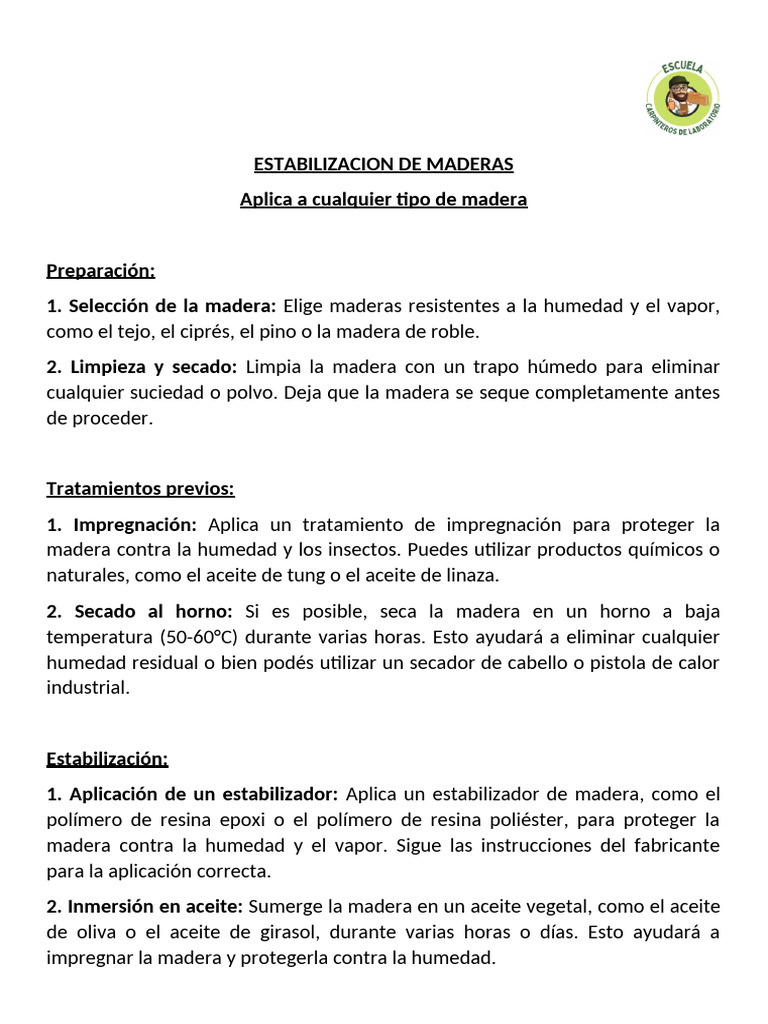 Guía de Estabilización de Maderas | PDF
