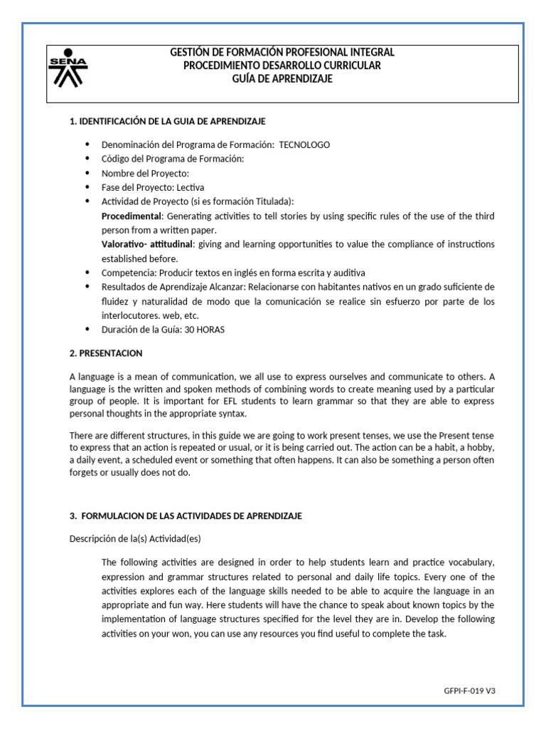 Guía de Aprendizaje para Tecnólogo EFL | PDF | Occupational Safety And ...