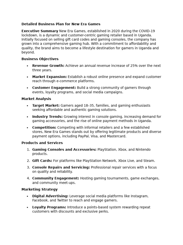 Business Plan | PDF | Video Game Consoles | Retail