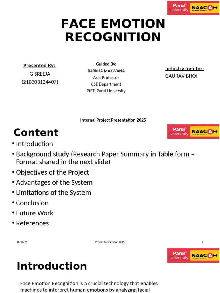 Face Emotion Recognition Project Overview | PDF | Emotions | Deep Learning