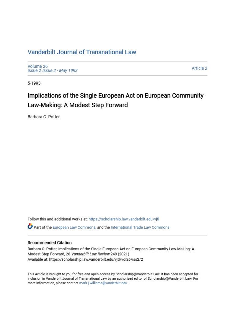 Single European Act's Impact on EC Law | PDF | European Economic ...