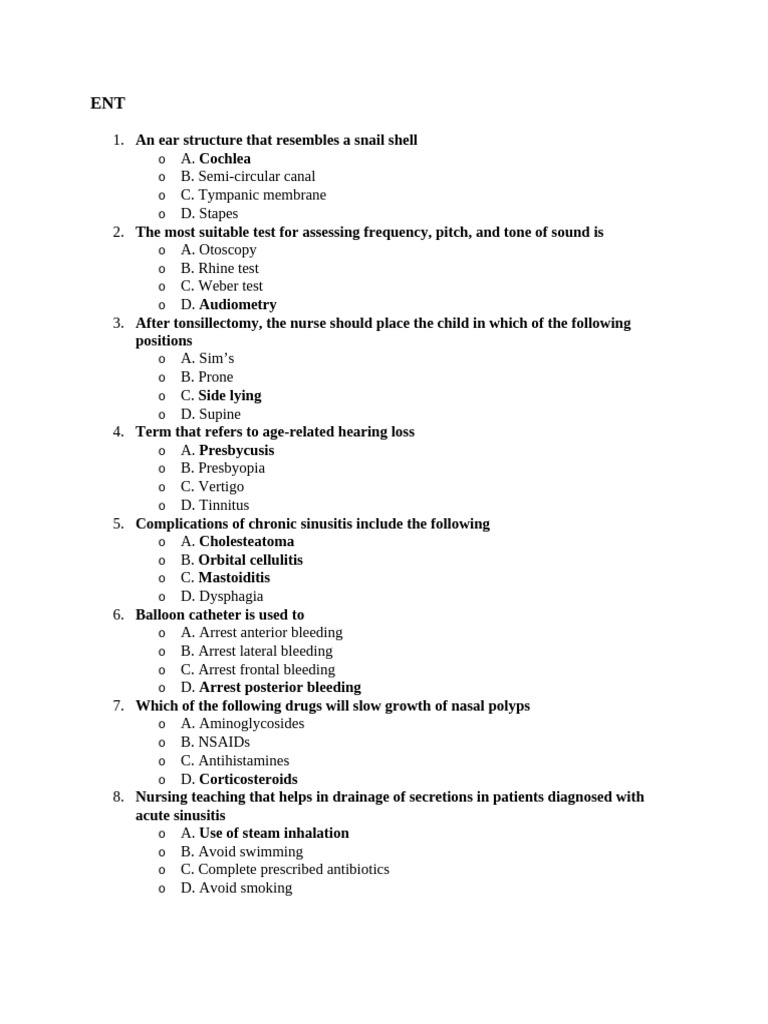 ENT MCQ | PDF | Dermatitis | Ear