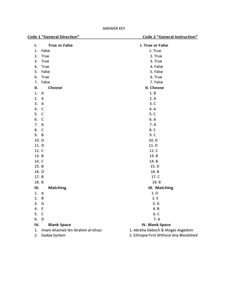 Answer Key (1) | PDF