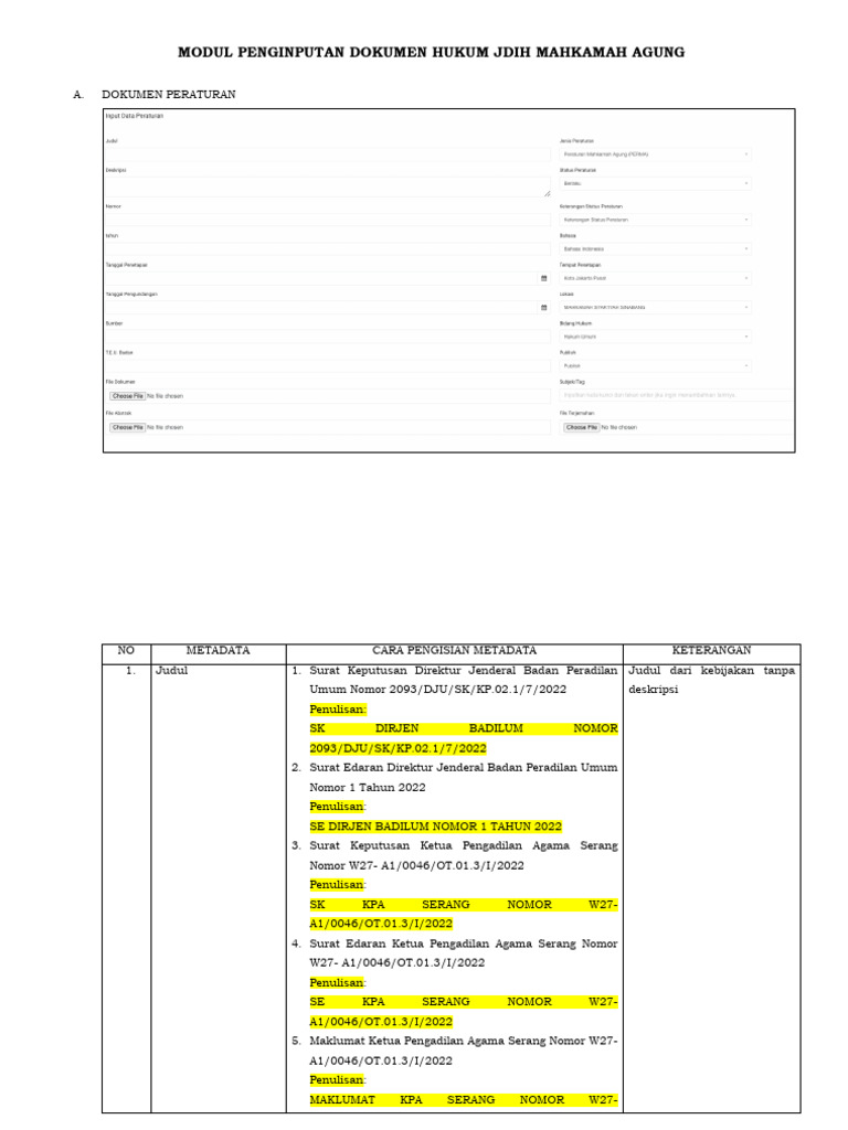 Panduan Penginputan Dokumen Jdih | PDF