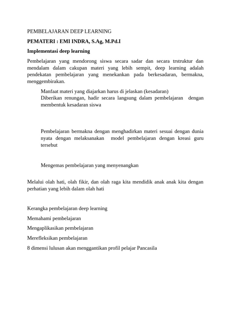 Pembelajaran Deep Learning | PDF