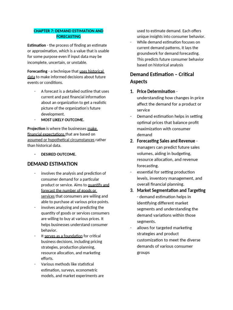 ManEcon Reviewer Midterm | PDF | Demand | Forecasting
