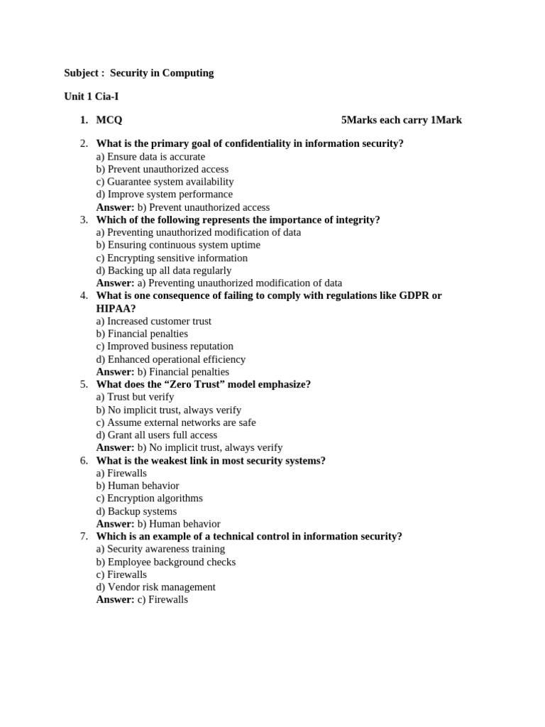 cia 1 | PDF | Security | Computer Security