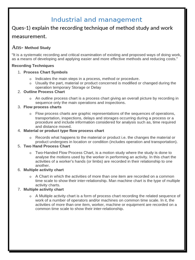 Method Study and Inventory Control Techniques | PDF | Business