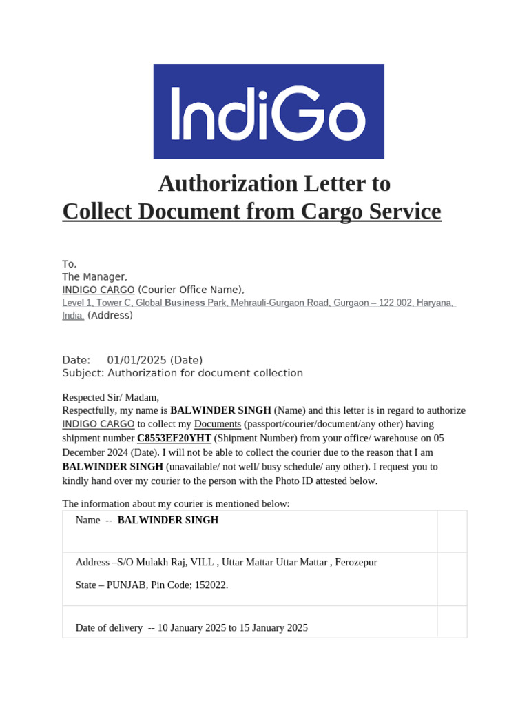 Cargo Letter | PDF
