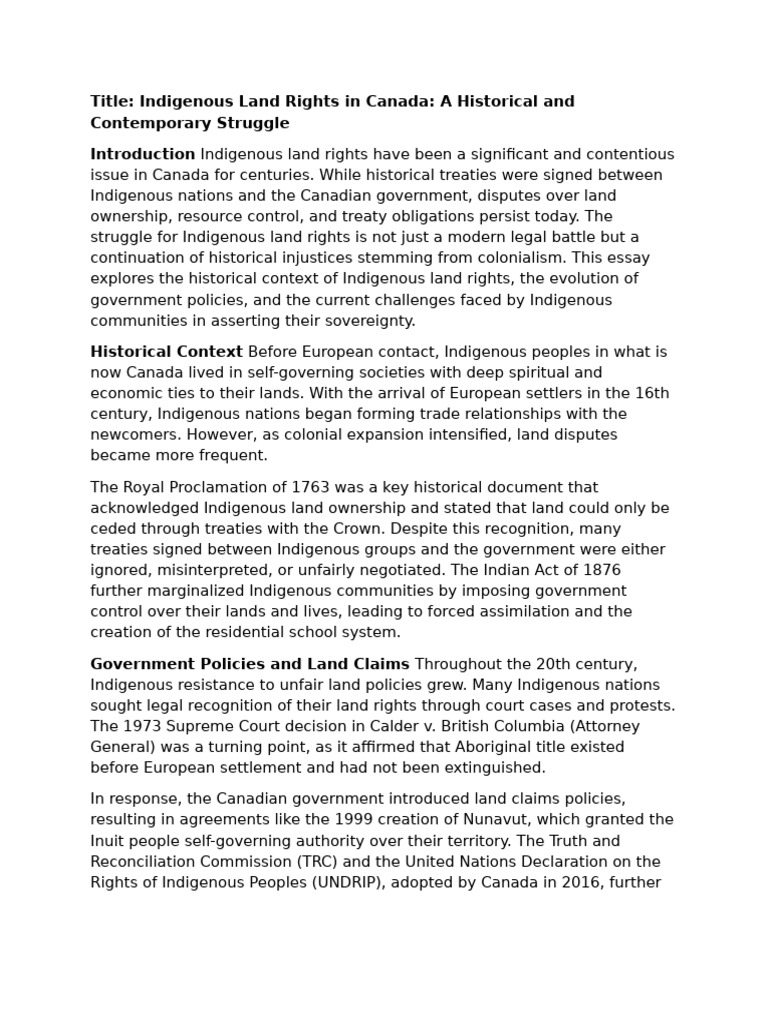 Indigenous Land Rights | PDF | Indigenous Peoples | Canada