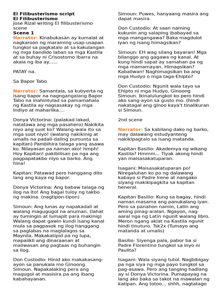 El Filibusterismo Script | PDF