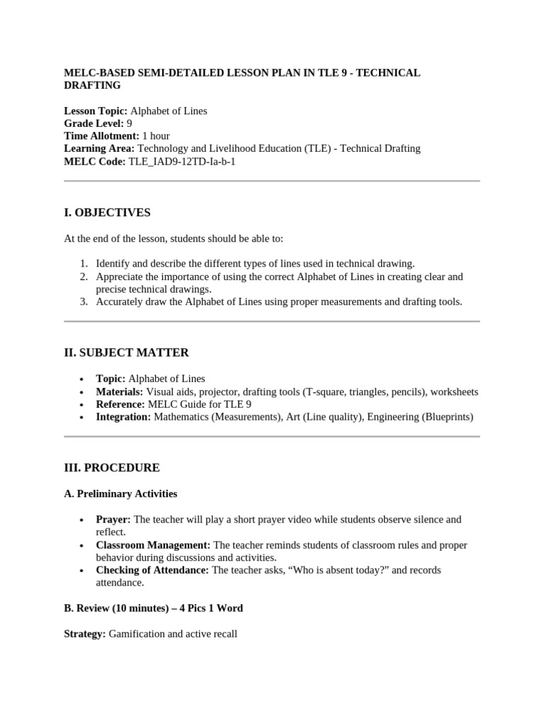 MELC BASED LESSON PLAN DEMO | PDF | Technical Drawing | Drawing