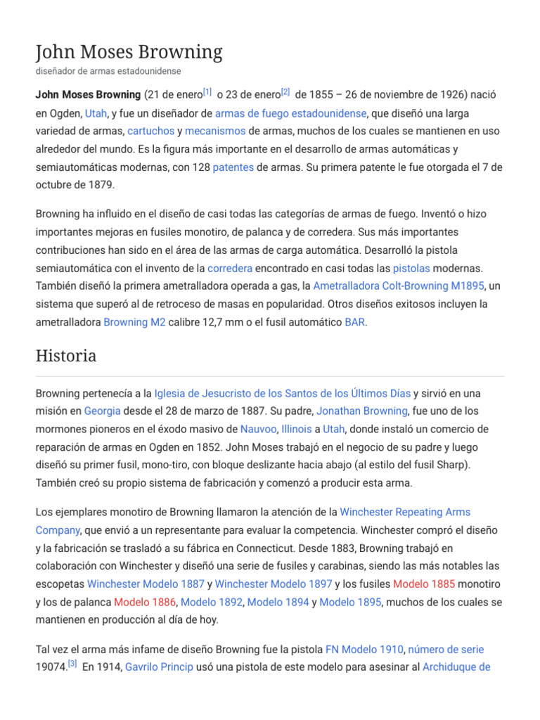 John Moses Browning - Wikipedia, La Enciclopedia Libre | PDF ...