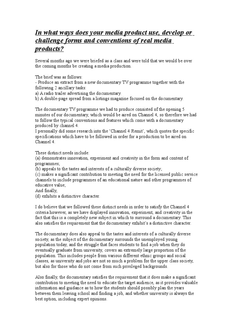 Channel 4 Documentary Production Analysis | PDF