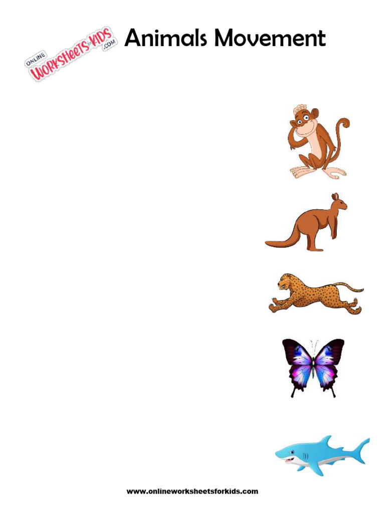 Animals Movement Worksheets For 1st Grade 1 | PDF