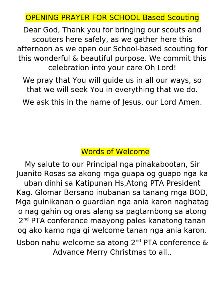 Opening Prayer for School | PDF