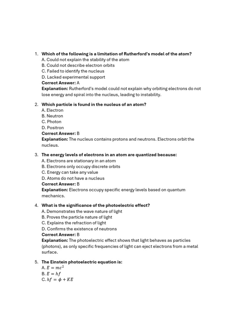 Limitations of Atomic Models in Physics | PDF | Atomic Nucleus | Atoms