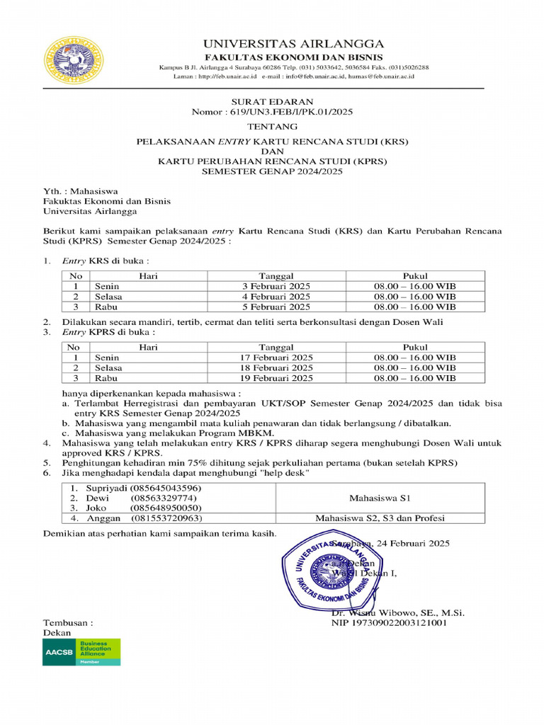 619 Surat Edaran PELAKSANAAN ENTRY KARTU RENCANA STUDI Genap 2024 2025 | PDF