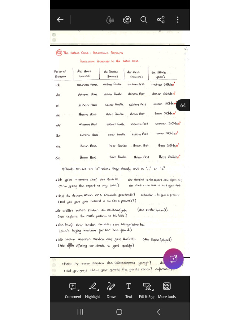 Dative Case Pronouns | PDF