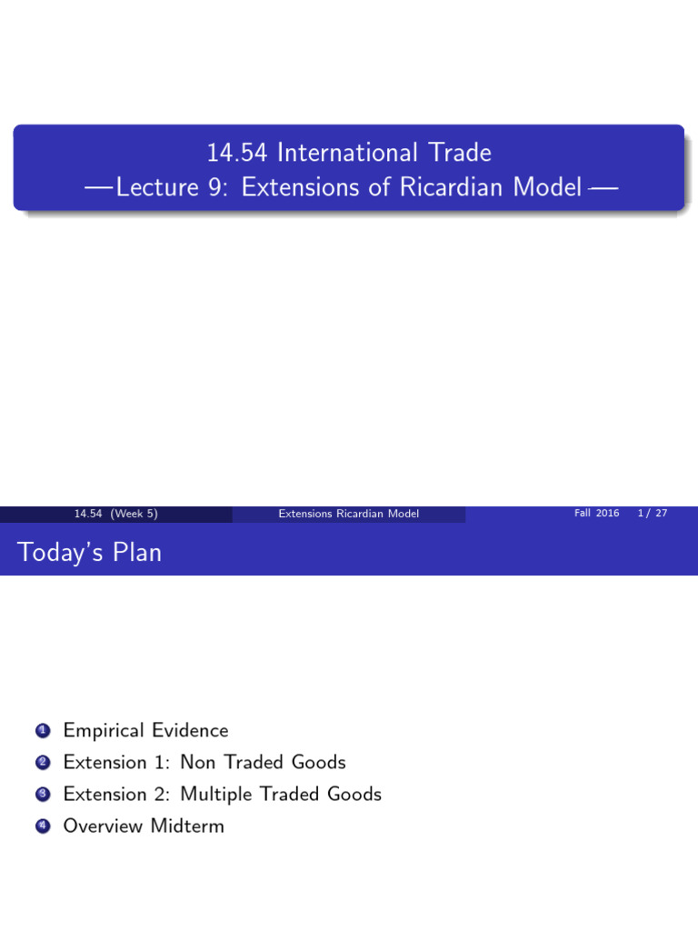 Extensions Ricardian Model | PDF | Comparative Advantage | Economies