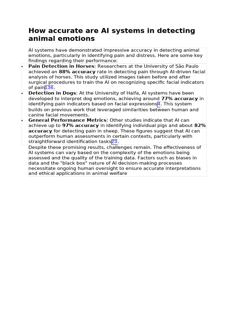 How Accurate Are AI Systems in Detecting Animal Emotions | PDF