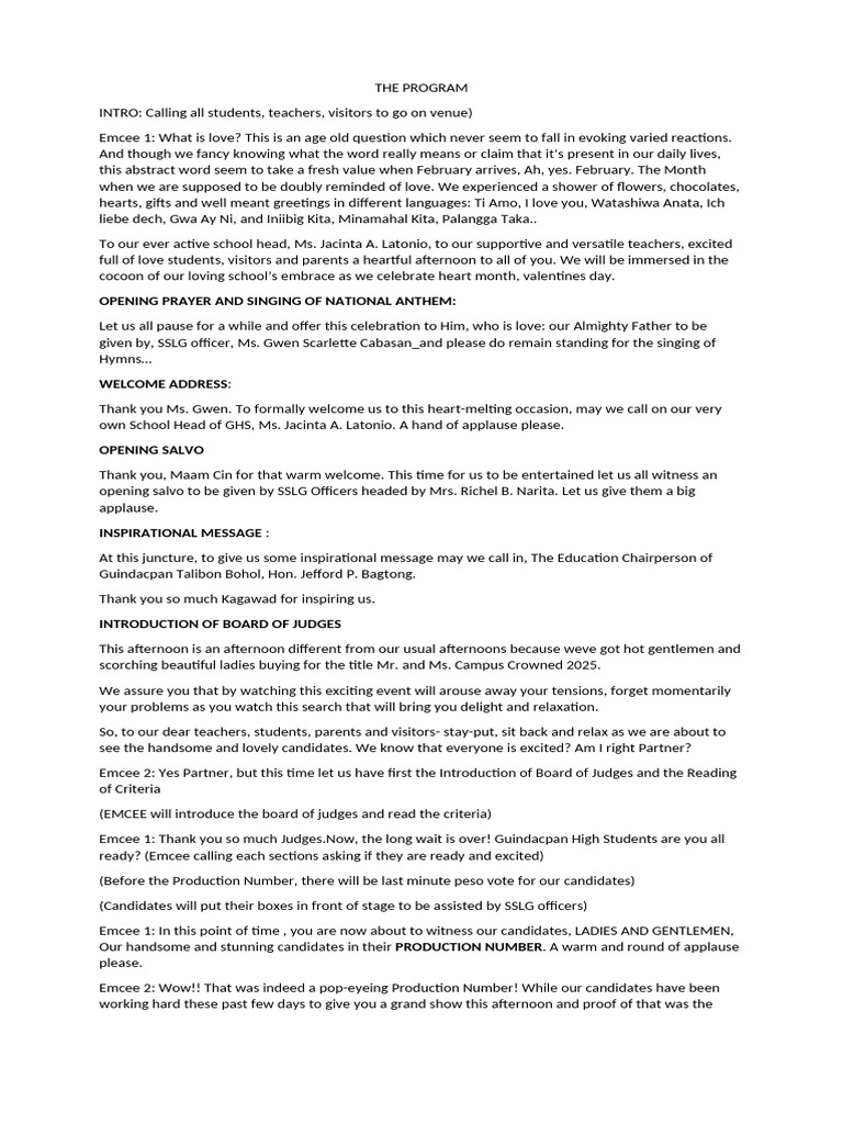 THE PROGRAM SCRIPT | PDF