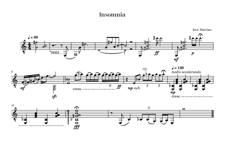 Sheet Music for Insomnia | PDF
