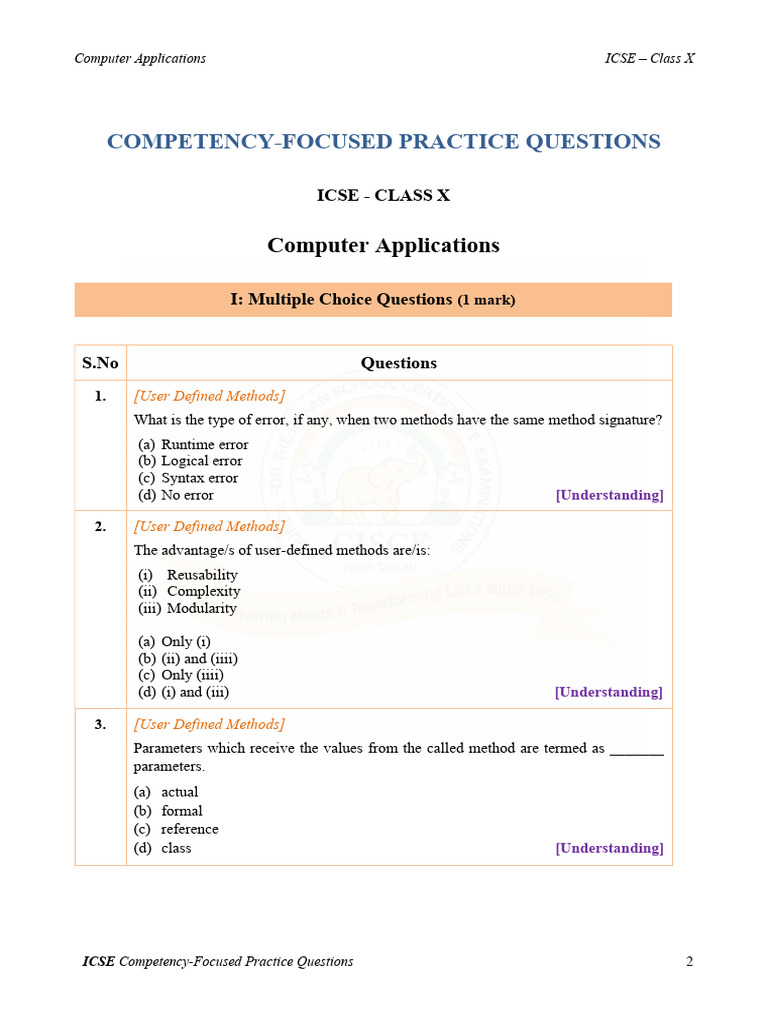 CFQs-ICSE_Computer-Application-Class-X-PRACTICE QUESTIONS -2024-25 ... CFQs-ICSE_Computer-Application-Class-X-PRACTICE QUESTIONS -2024-25 ...