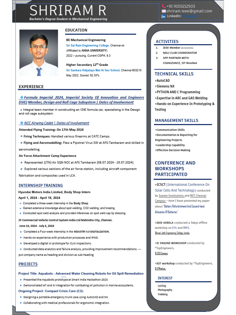 Shriram R Intern Resume | PDF