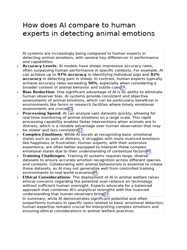 How Does AI Compare To Human Experts in Detecting Animal Emotions | PDF ...