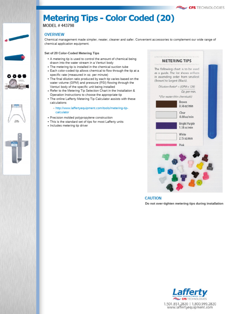 PS 443798 Metering Tips Color Coded 20 | PDF | Chemical Engineering | Gases