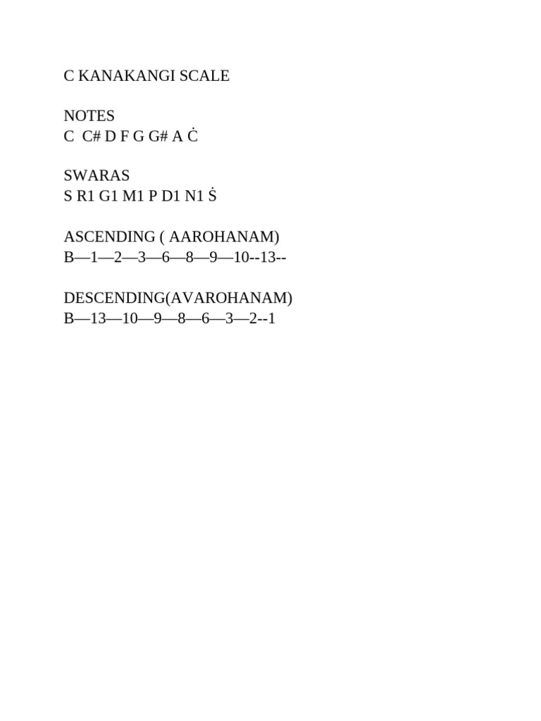 C Kanakangi Scale On Single String | PDF