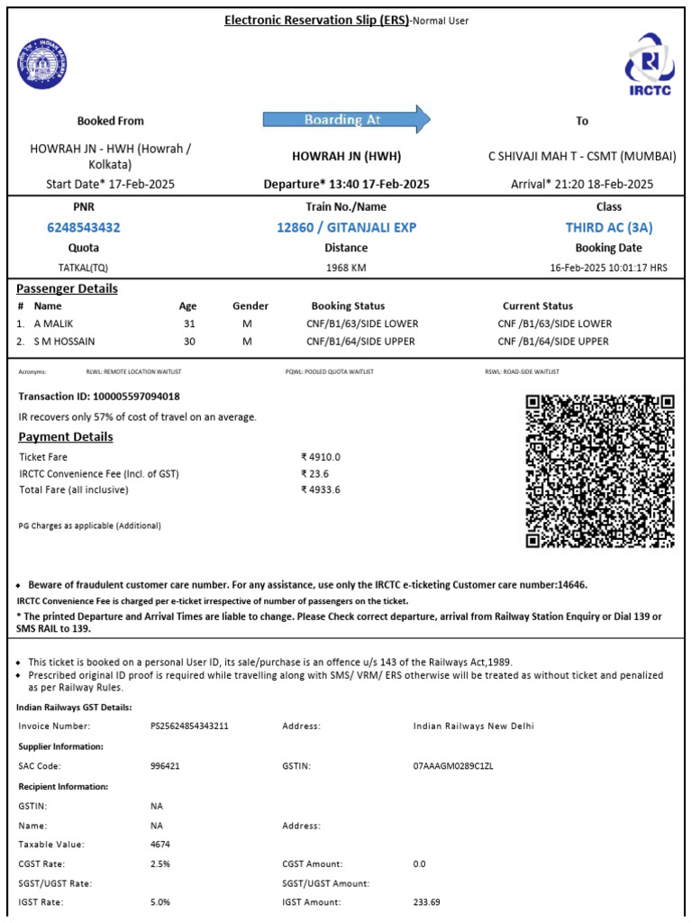 HWH_CSMT_12860_CENTRESHYIO | PDF | Identity Document | Payments