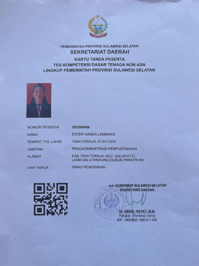 Kartu tanda peserta non ASN | PDF