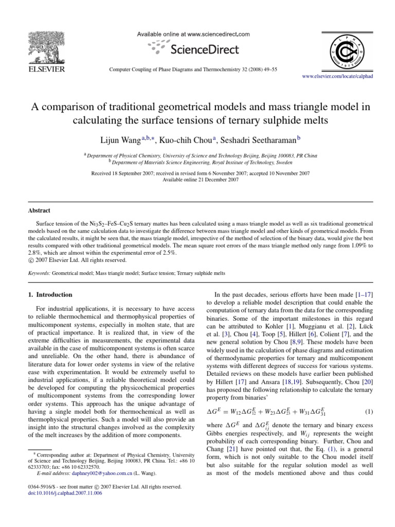 A Comparison of Traditional Geometrical Models and Mass Triangle Model ...
