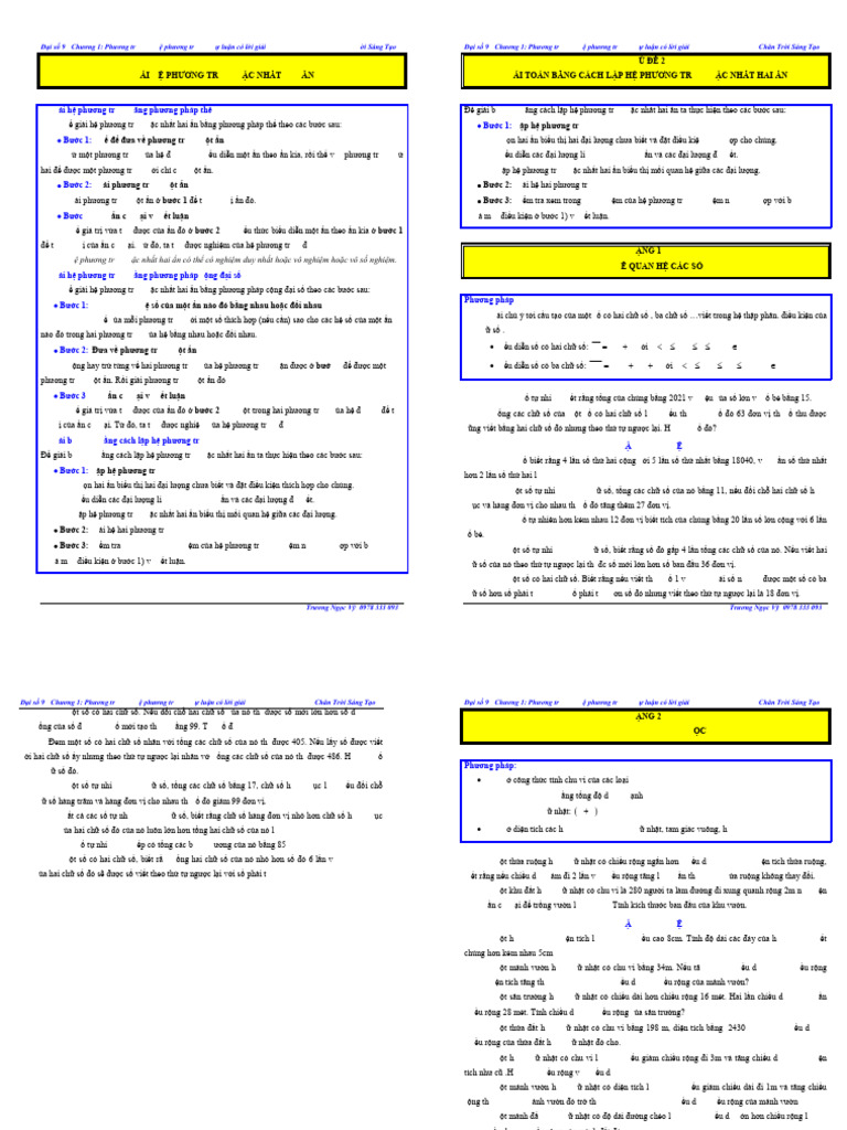 (Đề) Cac Dang Bai Tap Phuong Trinh Va He Phuong Trinh Toan 9 Chan Troi Sang Tao | PDF