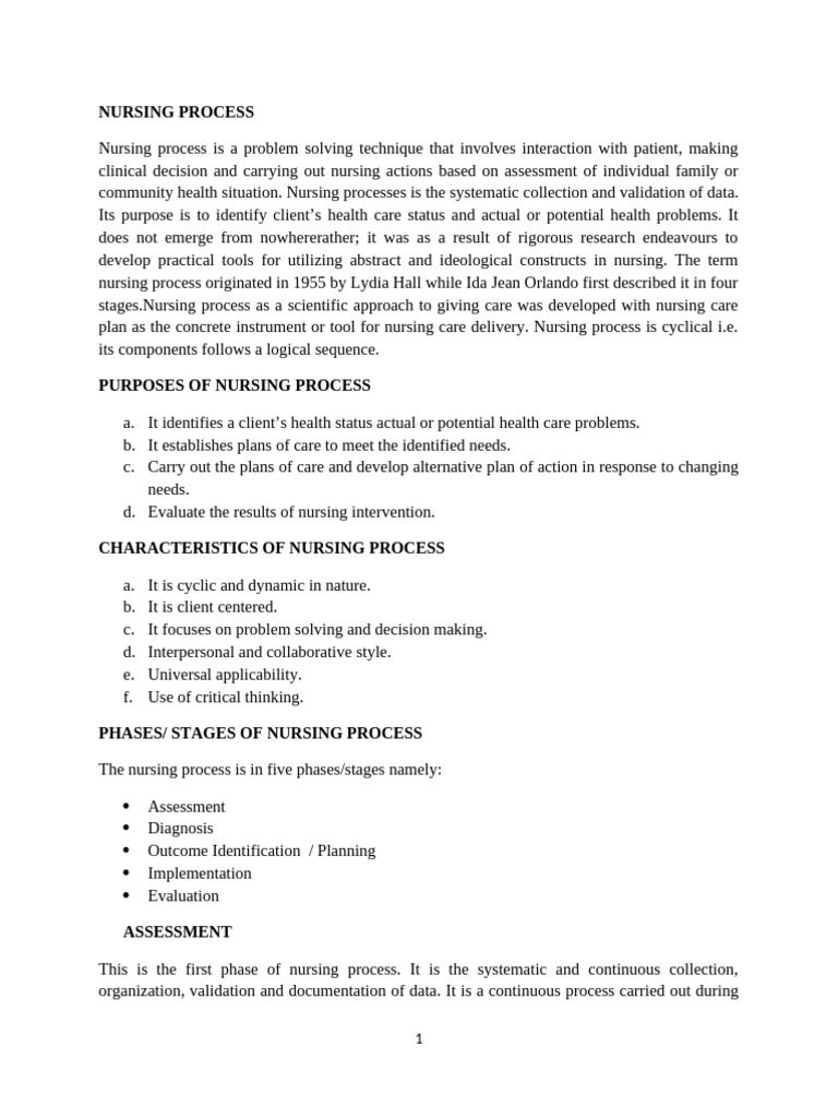 NURSING PROCESS | PDF | Nursing | Physical Examination