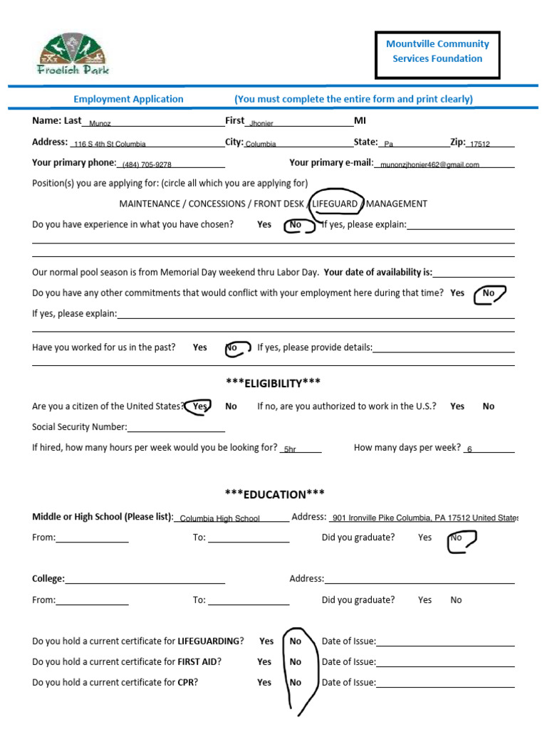 Pool Application | PDF