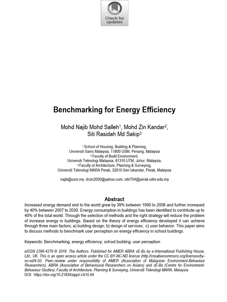 Benchmarking For Energy Efficiency | PDF | Green Building | Sustainability