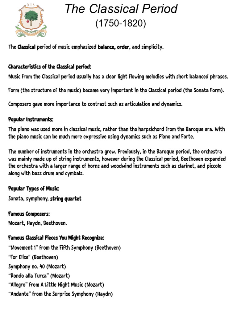 Classical_Period_notes-1 | PDF | Classical Period (Music) | Classical Music