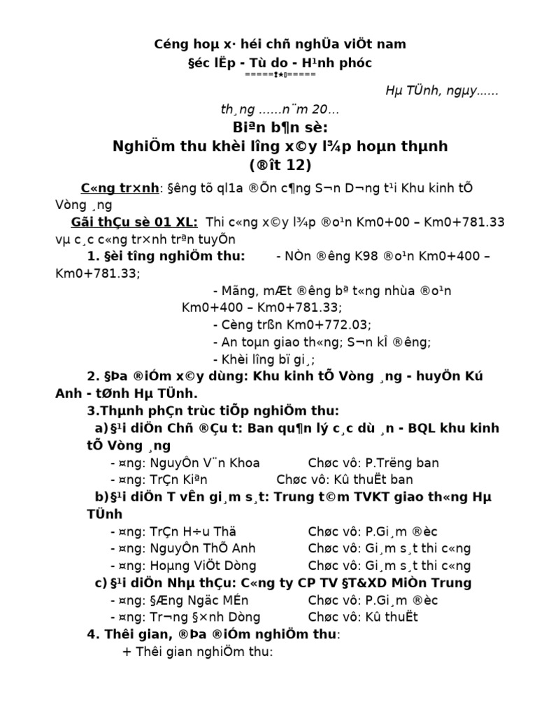 Bi N B N Sè: Nghiöm Thu Khèi Lîng X©Y L P Ho N TH NH (®ît 12) | PDF
