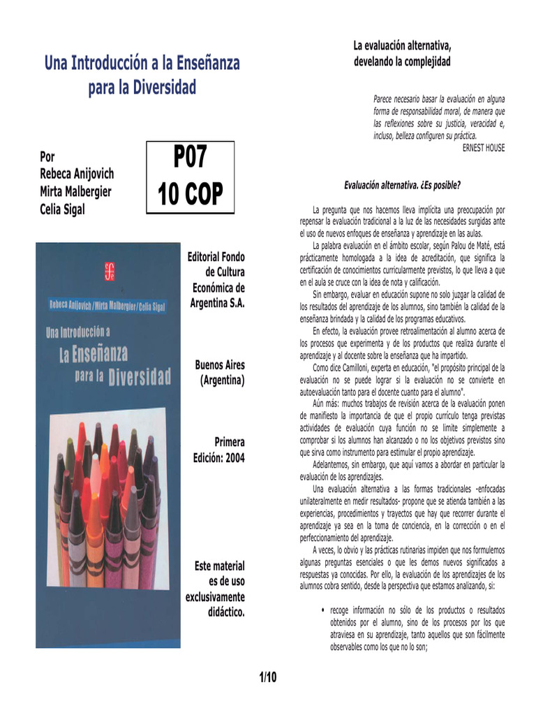 LA EVALUACION ALTERNATIVA DEVELANDO LA COMPLEJIDAD | PDF