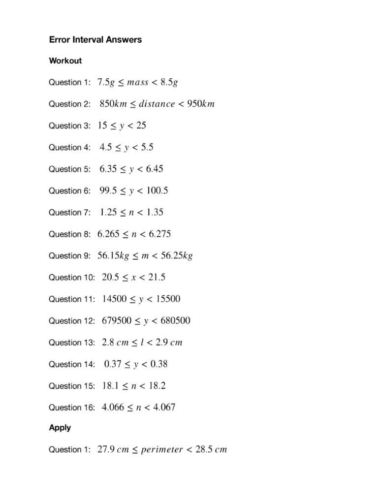 Error Interval Answers PDF - Error-Interval-Answers PDF | PDF