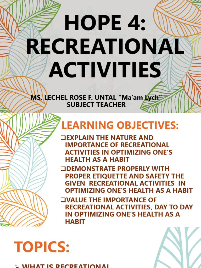 Importance of Recreational Activities | PDF | Underwater Diving | Scuba ...