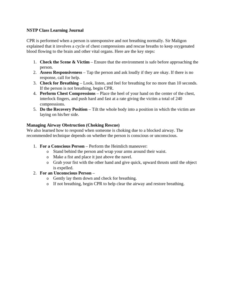 NSTP Class Journal | PDF